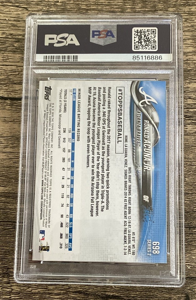 2018 Topps Complete Set Ronald Acuna Jr. RC #698 PSA 9 Atlanta Braves ...