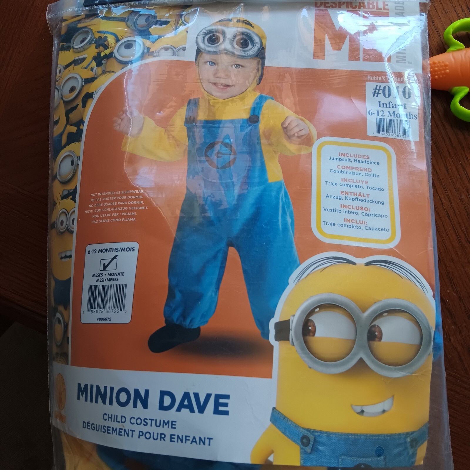Despicable Me Minion Dave Child Costume Size 6-12 Mon… - Gem