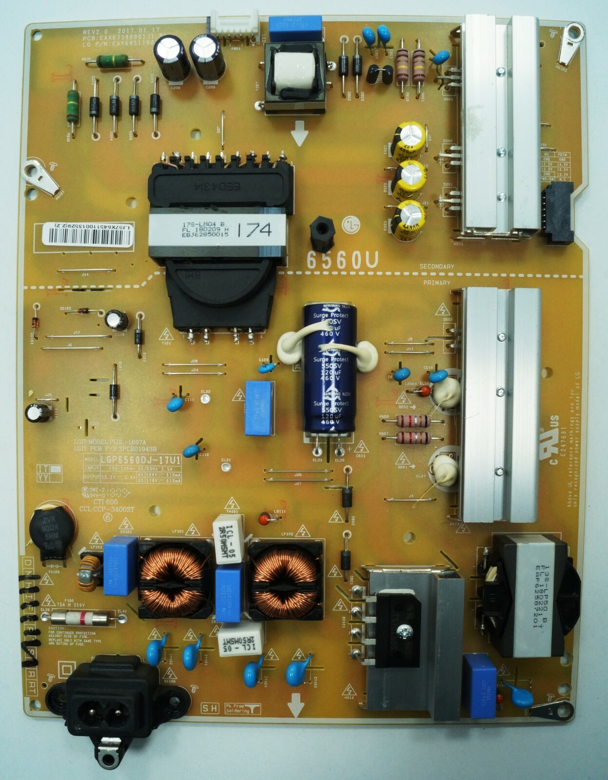 Original Power Supply PSU Board LGP6560DJ-17U1 For LG-65UK6100PLB | eBay UK