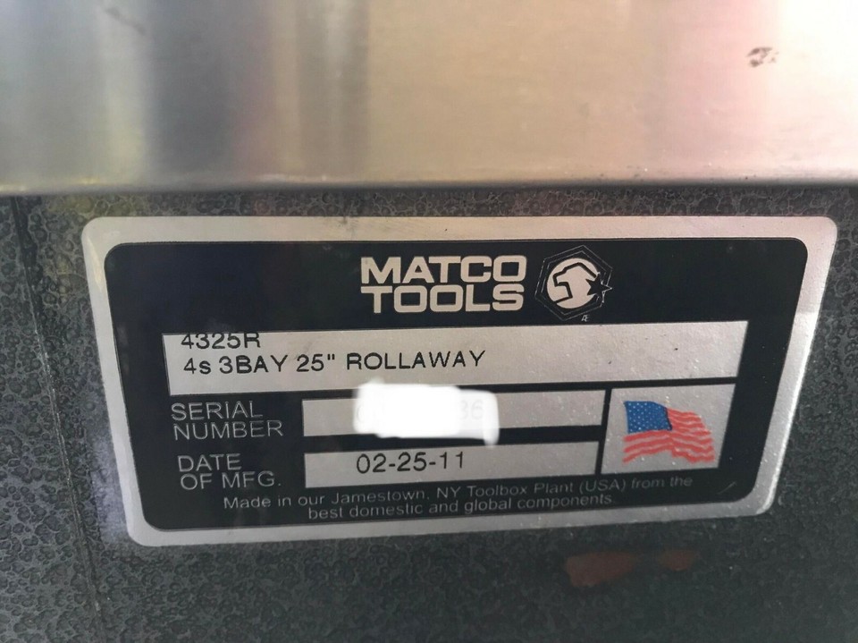 MATCO TOOLS 4325R 4S 3BAY 25" ROLLAWAY TOOL CHEST WITH KEYS | eBay