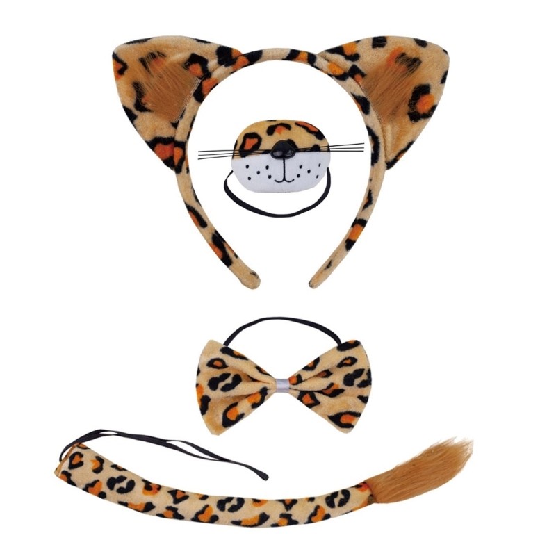 Leopard Costume Leopard Ears Headbands Bows Tail Halloween Animal ...