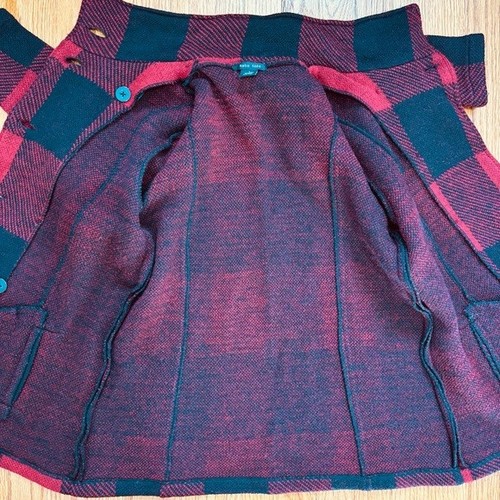 Katie Todd Wool Red Black Buffalo Plaid double chest old money knit ...