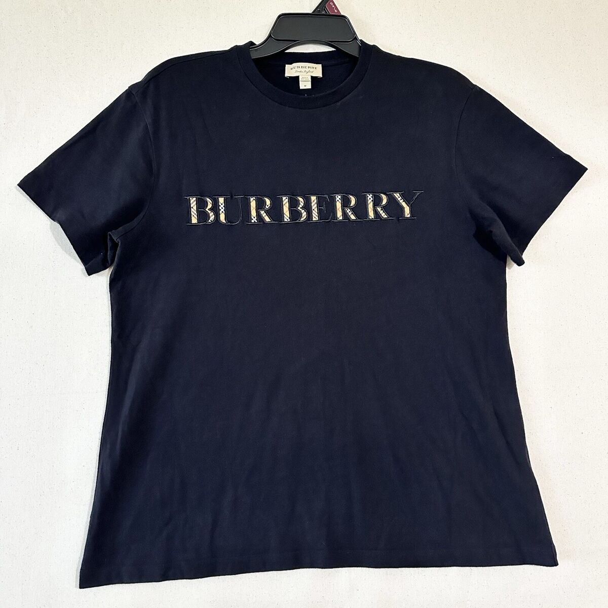 Burberry Men Size Medium Embroidered Logo Black Short Sleeve Burberry Men Size Medium Embroidered Logo Black Short Sleeve