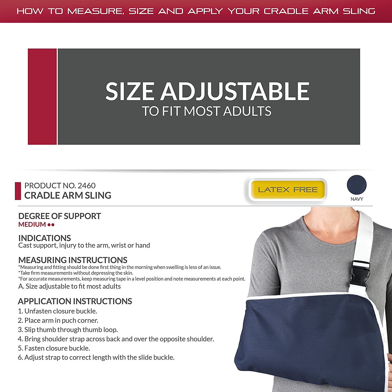 OTC Cradle Arm Sling, Thumb Loop, Reversable Left or Right Shoulder ...
