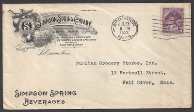 SO. EASTON, MA ~ SIMPSON SPRING Co., Carbonated Beverages ~ ADV. COVER ...