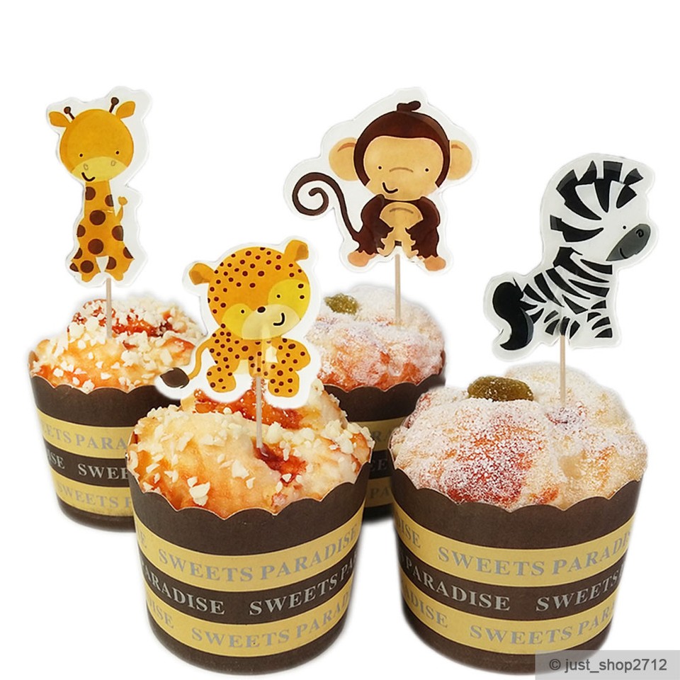24 Safari Zoo Topper Toppers Kuchen Tiere Animals Löwe Zebra Tiger ...