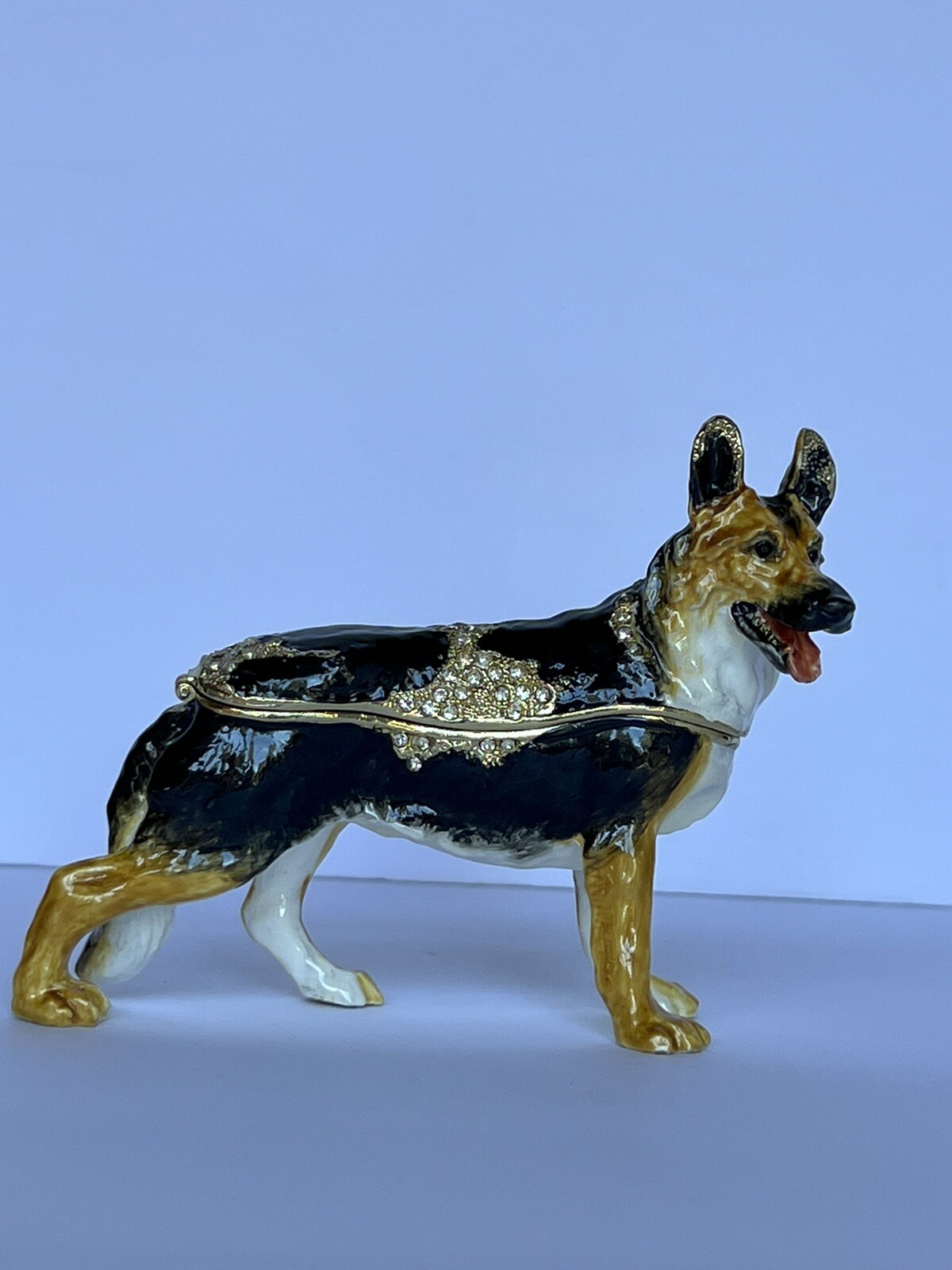Big German Shepherd Trinket Box. Hand Set Swarovski Crystals & Enamel ...