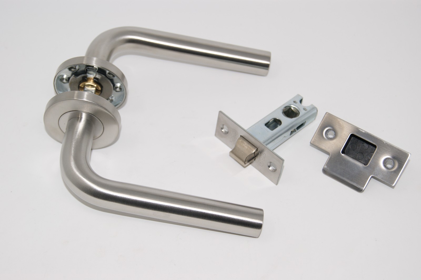 Straight Lever Door Handle Pack Latch Set Satin Stainless Steel | eBay UK