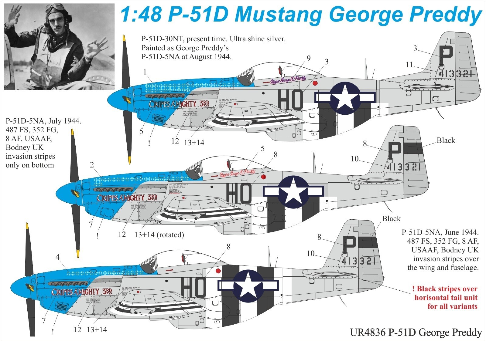 UpRise Decals UR4836 - DECAL P-51D-5/30 Mustang - Pilot George Preddy 1 ...