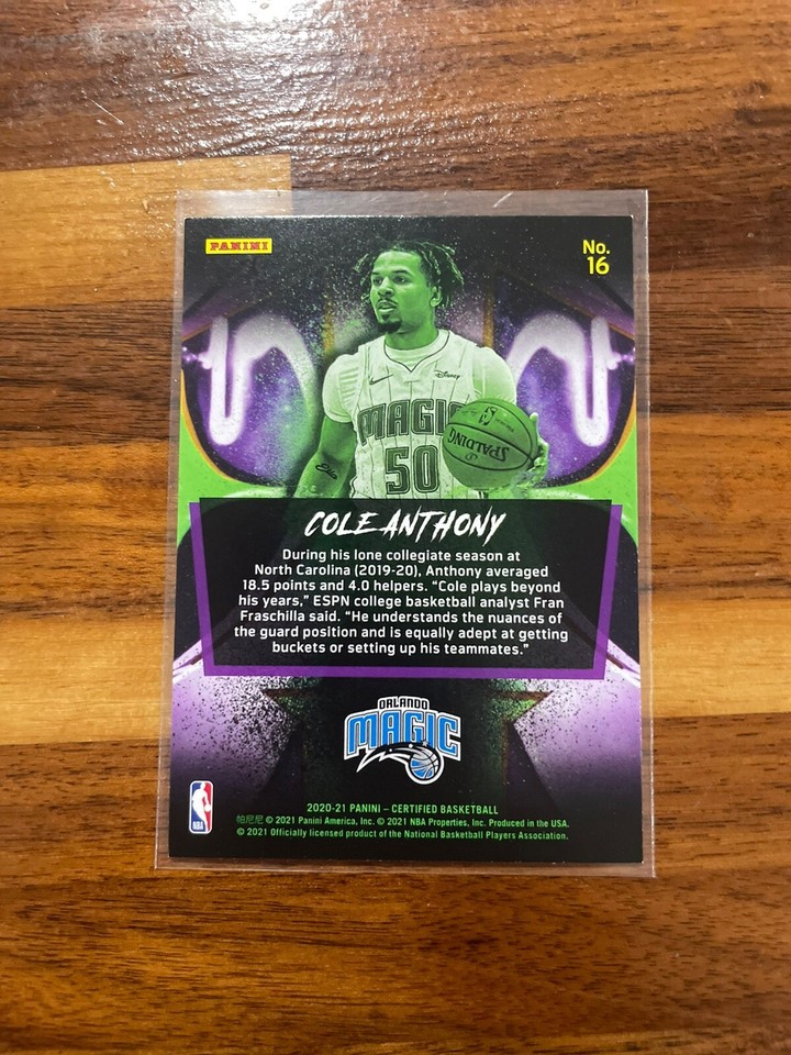 2020-21 PANINI CERTIFIED COLE ANTHONY 2020 GRAFFITI INSERT MAGIC | eBay