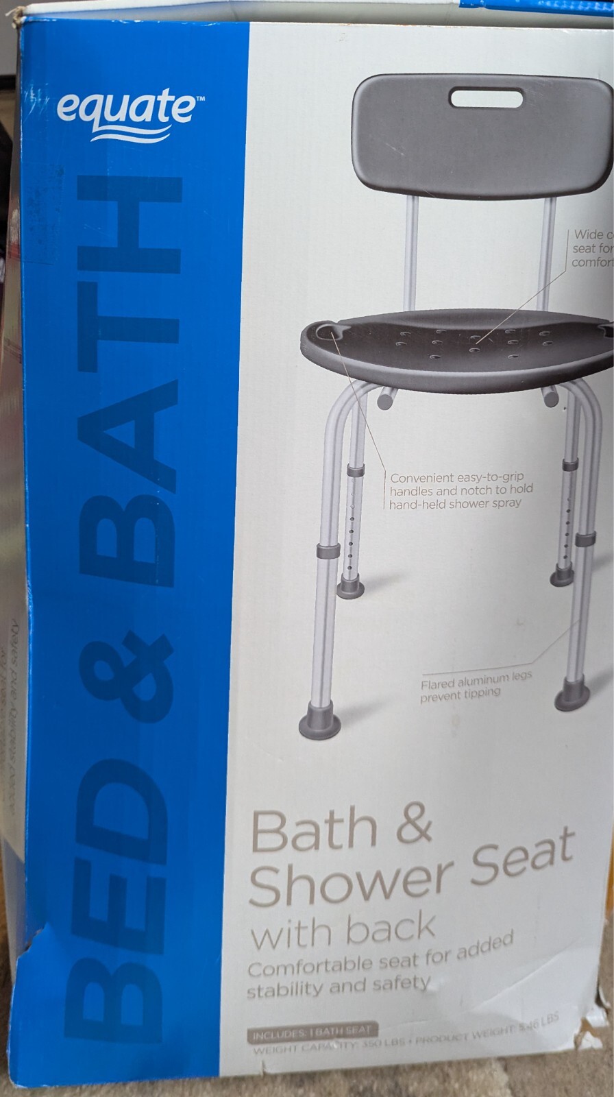 EQUATE FGB651EQ WMRT Bath and Shower Seat with Back 681131015561| eBay