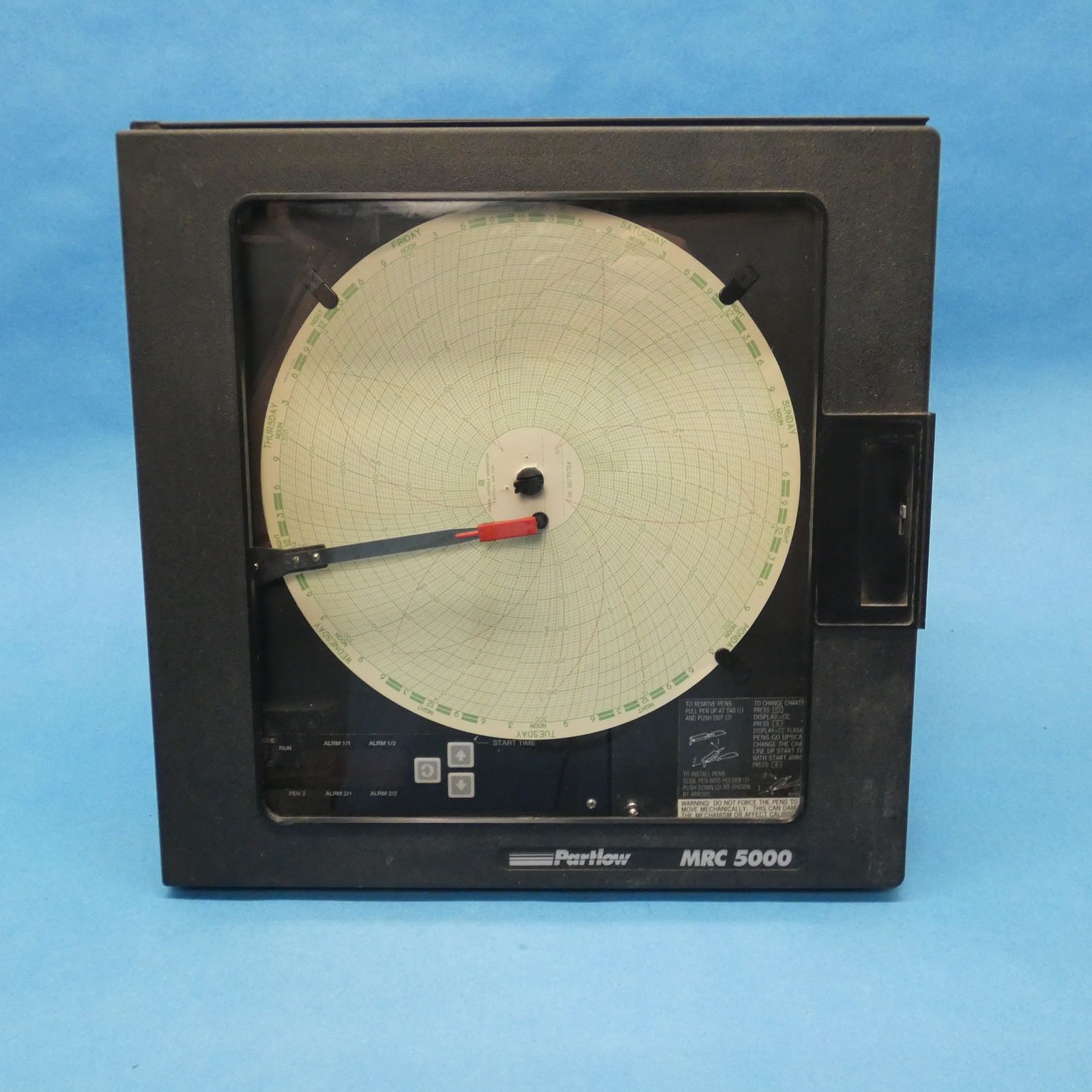 Partlow 51010031 MRC5000 1 Pen 10" Circular Chart Recorder HANDLE ISSUE ...