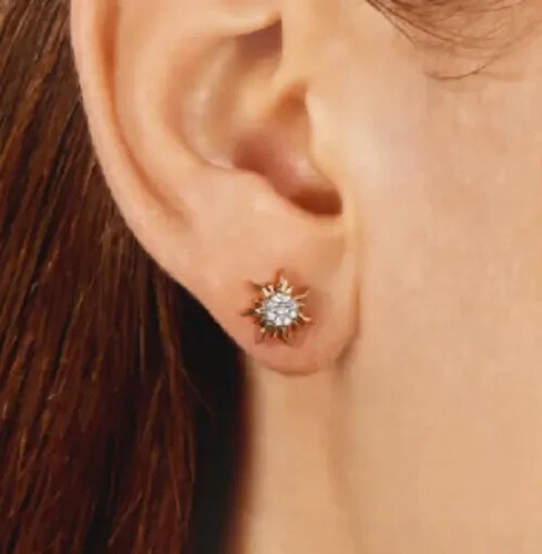 14K Yellow Gold Plated Simulated Diamond Rapunzel Sun Stud Earring For Gift | eBay