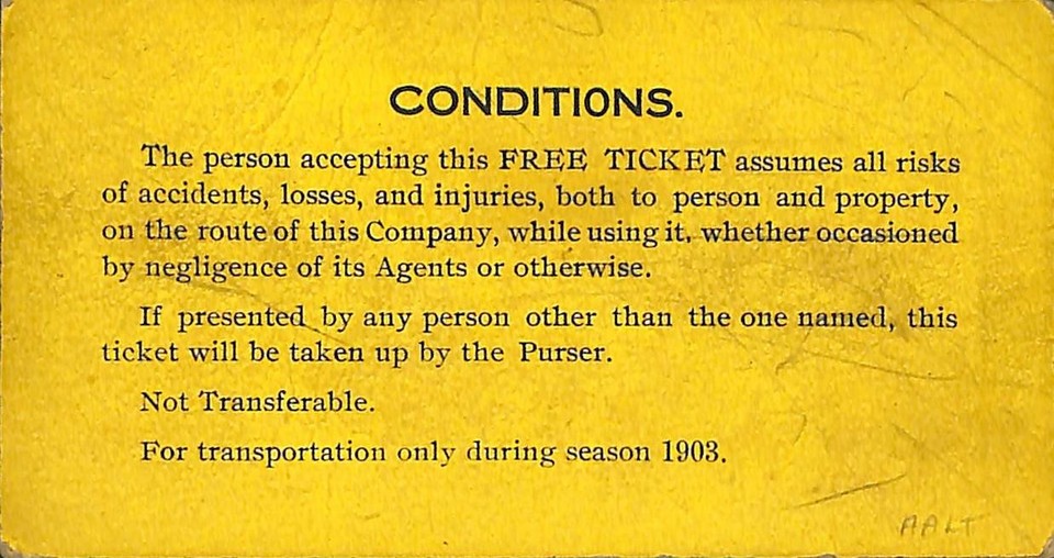 The Captain Visger Line - Steamship Annual Pass - 1903 | eBay