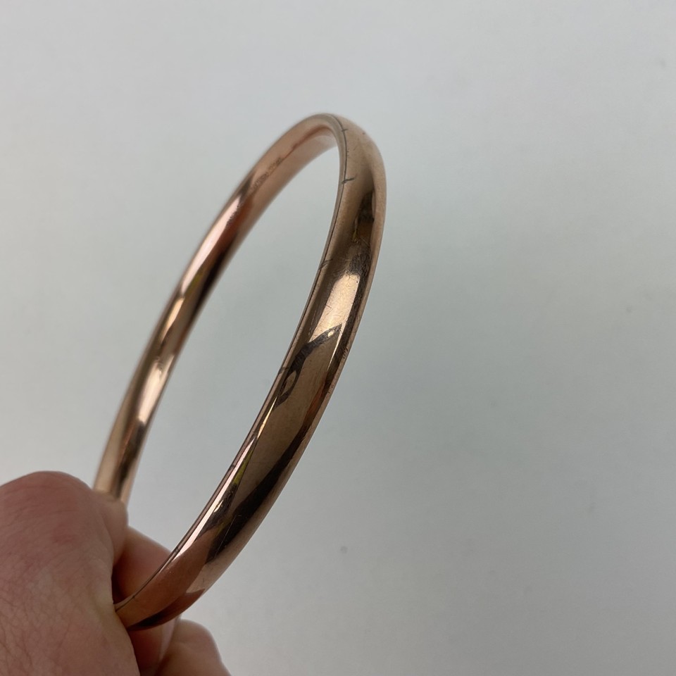 9ct Gold Lined Silver Filled Bangle Pair *8cm Diameter Each* {39 Grams ...