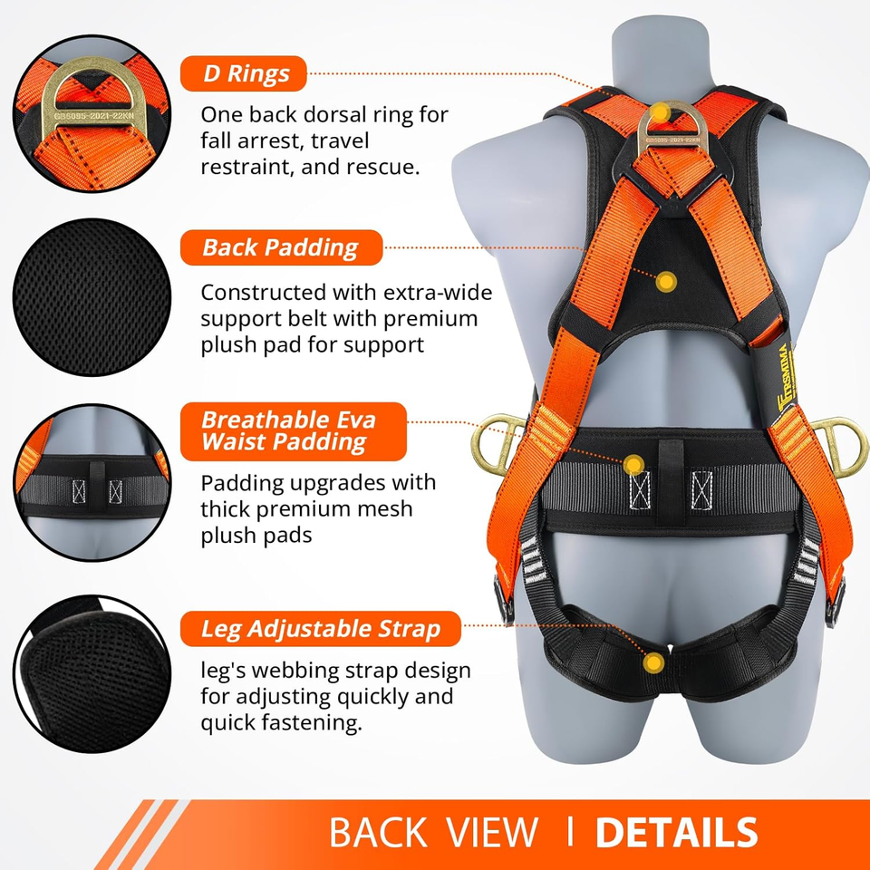 Safety Harness Fall Protection - Roofing Harness Kit Men Full Body ...