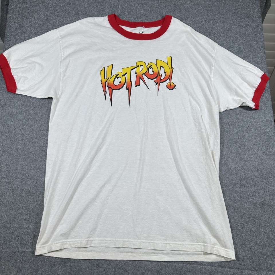WWE Hot Rod Shirt Mens 2XL White Red Ringer Tee Roddy Piper Wrestling ...