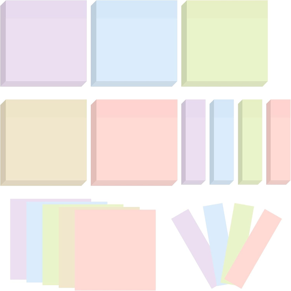 6 Pads Pastel Sticky Notes, Memo Self-Stick Note, Index Tabs Easy to ...