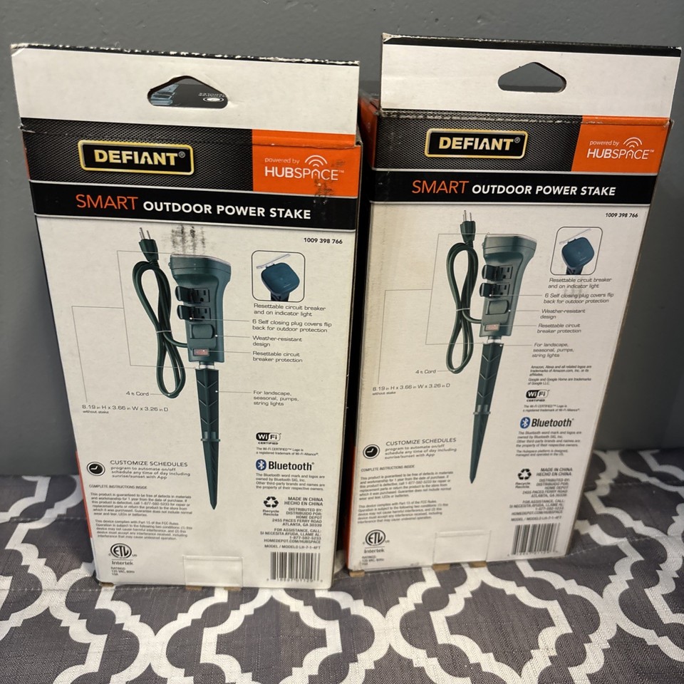 Defiant Smart Outdoor 4ft 6-Outlet Power Stake Timer Powered by ...