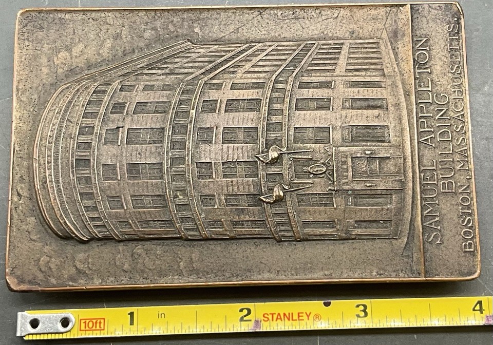 Bronze Insurance Advertising Paperweight Samuel Appleton Bldg. Boston ...