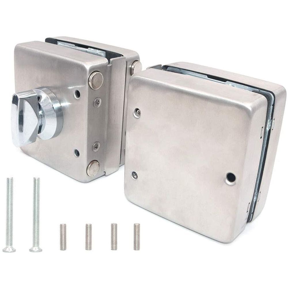 Steel Double Glass Door Lock 4 Bolts 10-12mm Glass Lock Both Sides Open ...