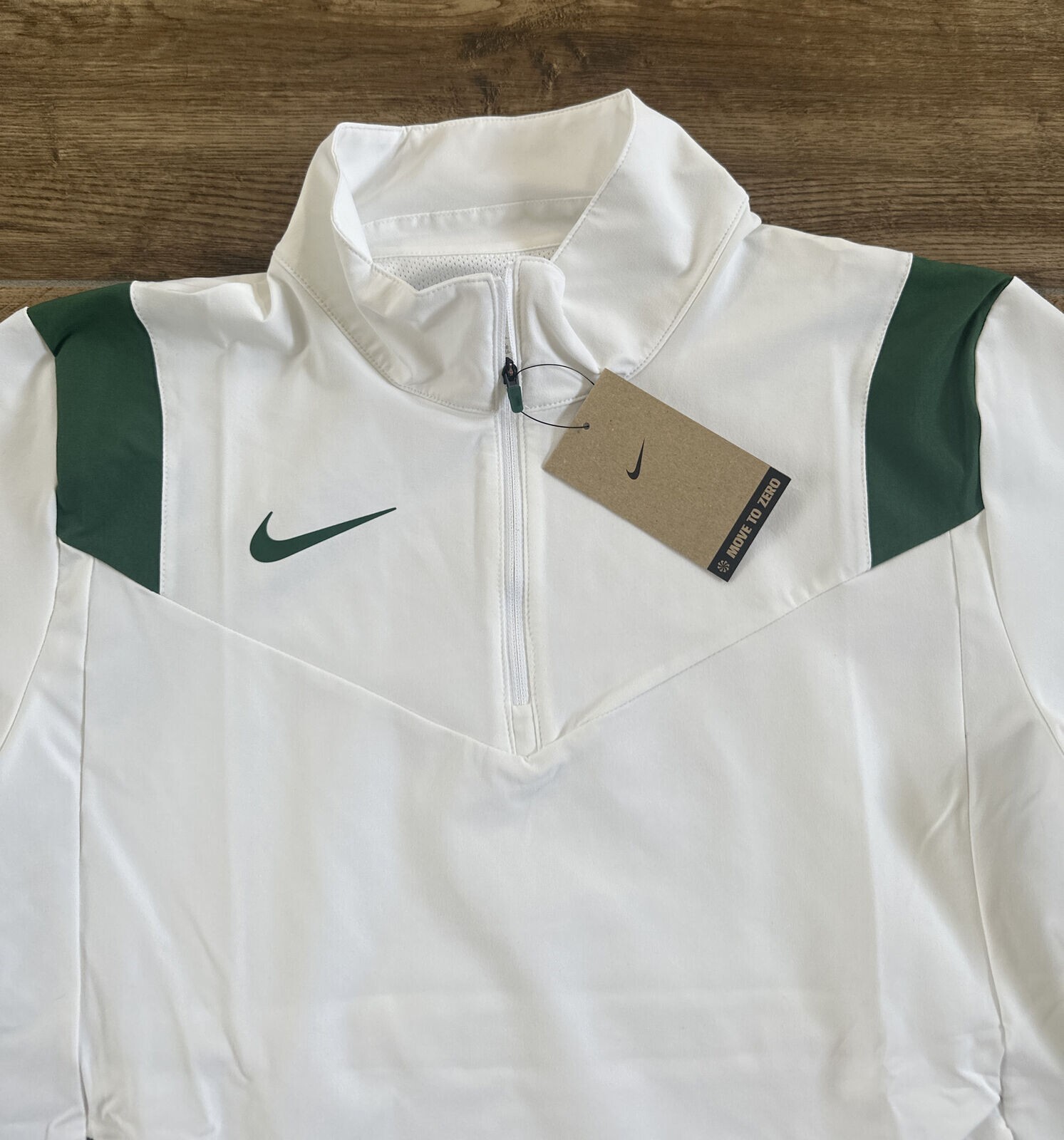 New Nike Coach 1/4 Zip Pullover Short Sleeve White Green DJ5113-101 ...