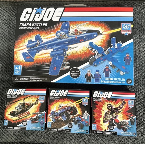 Lot of 4 GI Joe Lego Construction Sets: Cobra Rattler, F.A.N.G, Ninja ...