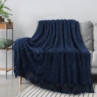 Luxury Soft Navy Blue Knitted Throw Blanket - Ideal for Living Room or ...