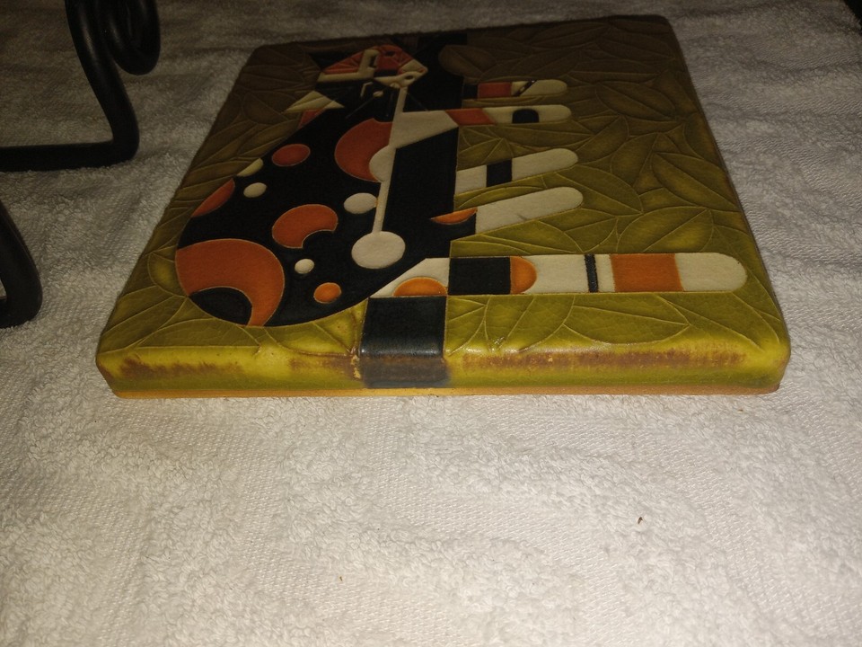 Motawi Tileworks Cat "Limp on a Limb" 6" x 6" Tile with Stand/Wall ...