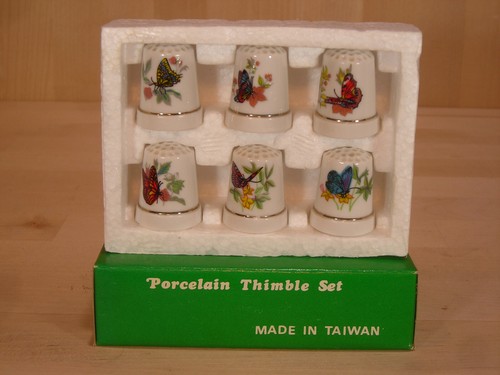 Vintage 6 Pc Thimble Set Butterfly Porcelain Thimbles | eBay