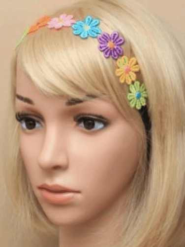 Daisy chain Elasticated Headband Flower Head Band Multi coloured Daisy ...