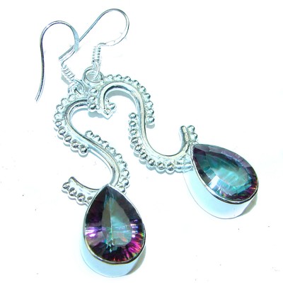 Rainbow Magic Topaz Earrings 925 Sterling Silver Unique Oval Gemstone ...