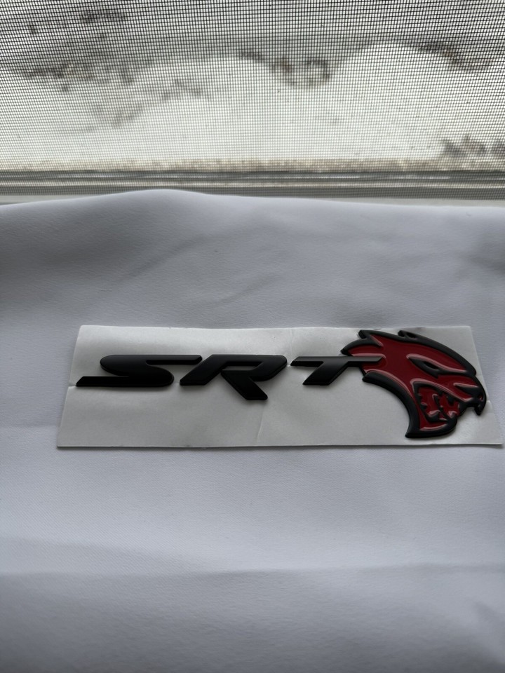 Gloss Black & Red SRT Hellcat Emblem Badge for Challenger/Charger (2017 ...