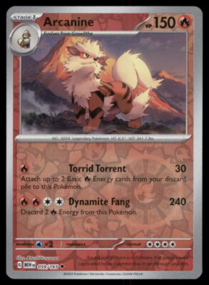 Arcanine SV: Scarlet & Violet 151 Reverse Holo #059/165 Pokemon Card | eBay