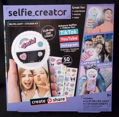 Selfie Creator clip on ring light LED for cell phones & stickers NEW | eBay