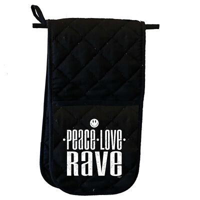 Peace Love Rave - Novelty Double Mitt Oven Gloves Double Kitchen Chef ...