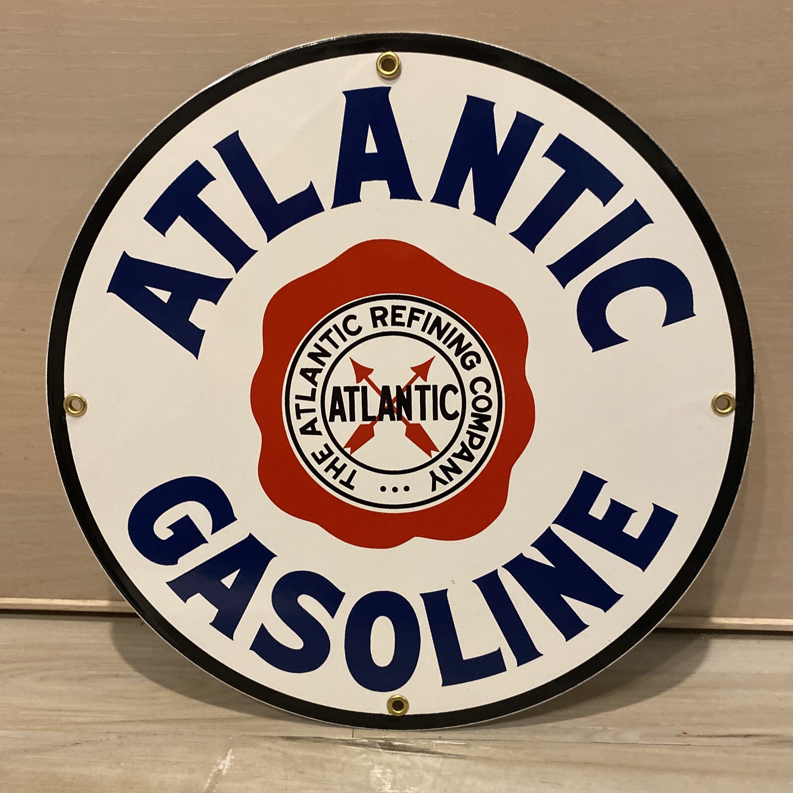 VINTAGE ATLANTIC GASOLINE PORCELAIN SIGN, GAS STATION, PUMP PLATE ...