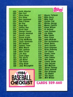 1984 TOPPS #646 CHECKLIST 529-660 EXMT | eBay