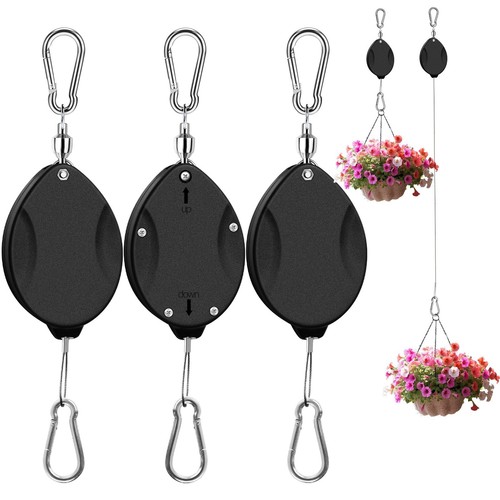 2025Upgraded 3Pcs Heavy Duty Retractable Plant Hanger,Plant Pulleys for ...