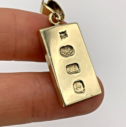 9 ct Gold Ingot Pendant 9ct 375 Yellow Gold | eBay UK