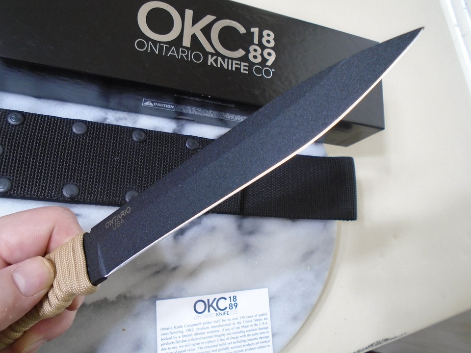 Ontario OKC Ranger Shank Fixed Blade Knife Full Tang 1095 CS Dagger USA ...