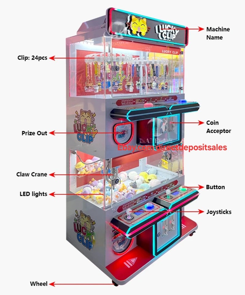 Rotating Spinning 48 Clip Prize Skill Redemption Claw Machine Arcade ...