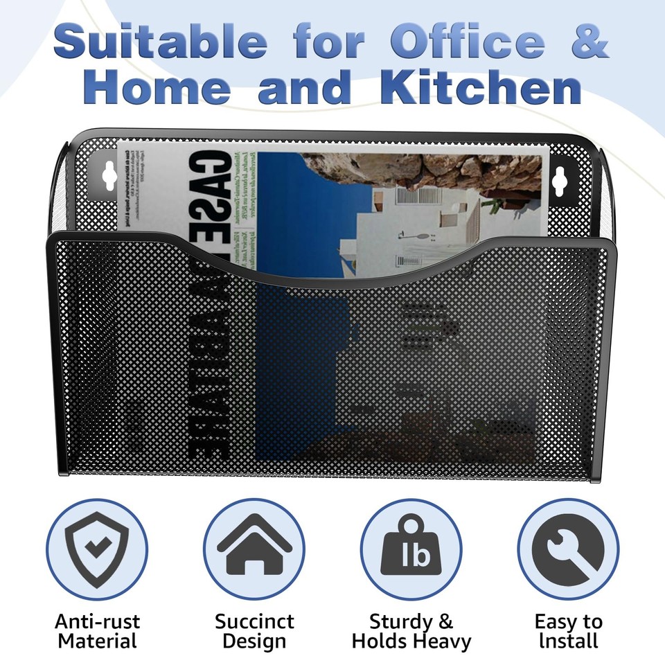 Wall File Organizer,Hanging Wall Mounted File Folder Binder Holder Mail ...