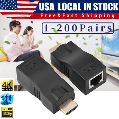 4K 1080P HDMI Extender to RJ45 Over Cat 5e/6 Network LAN Ethernet ...