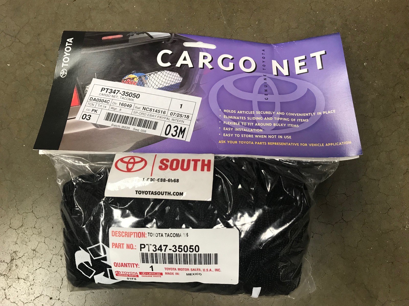 2005-2025 Tacoma Bed Cargo Net Envelope PT347-35050 Genuine OEM Toyota ...