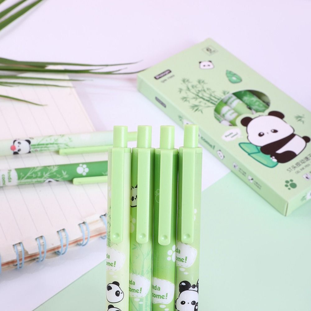 Plastic Write Pens 0.5mm Retractable Neutral Pen Cute Panda Gel Pen ...