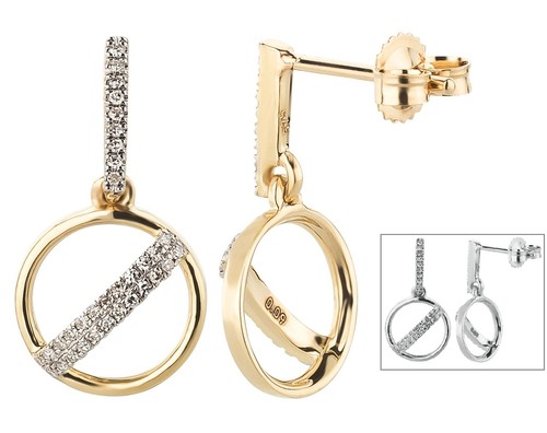 Ohrstecker 375 Gold Weißgold Diamanten Brillanten Ohrringe rund Kreis ...