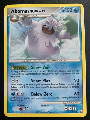 Abomasnow Stormfront 12/100 Regular Rare Pokemon Trading Card | eBay