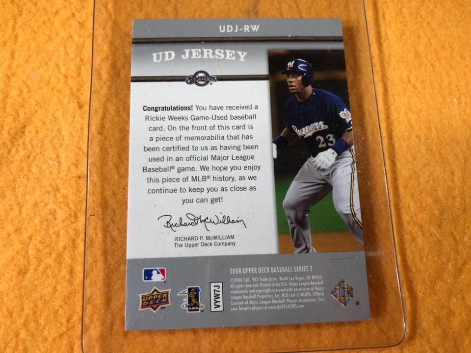 T2-90 BASEBALL CARD - RICKIE WEEKS BREWERS - 2008 UPPER DECK - GAME ...