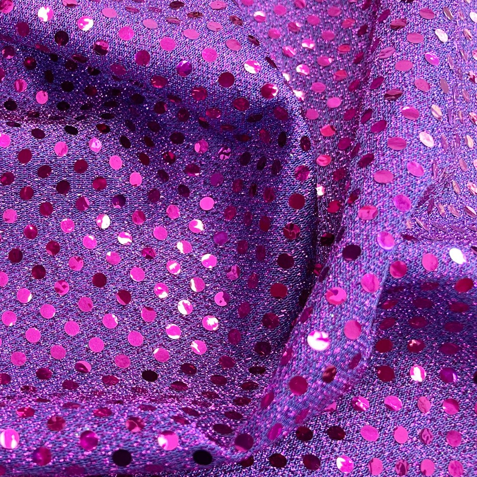 Purple Sequin Fabric - 3mm Sequin Sparkly Costume Craft Fabric Material ...